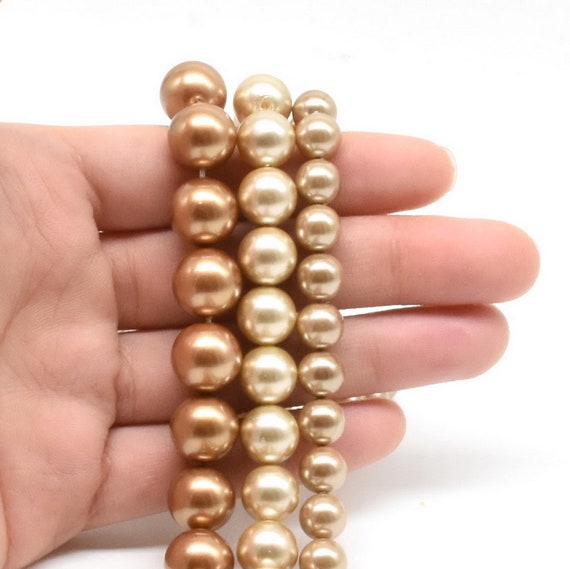 Bronze smooth round freshwater pearls-- 16 inches~~~6mm Gemstones ...