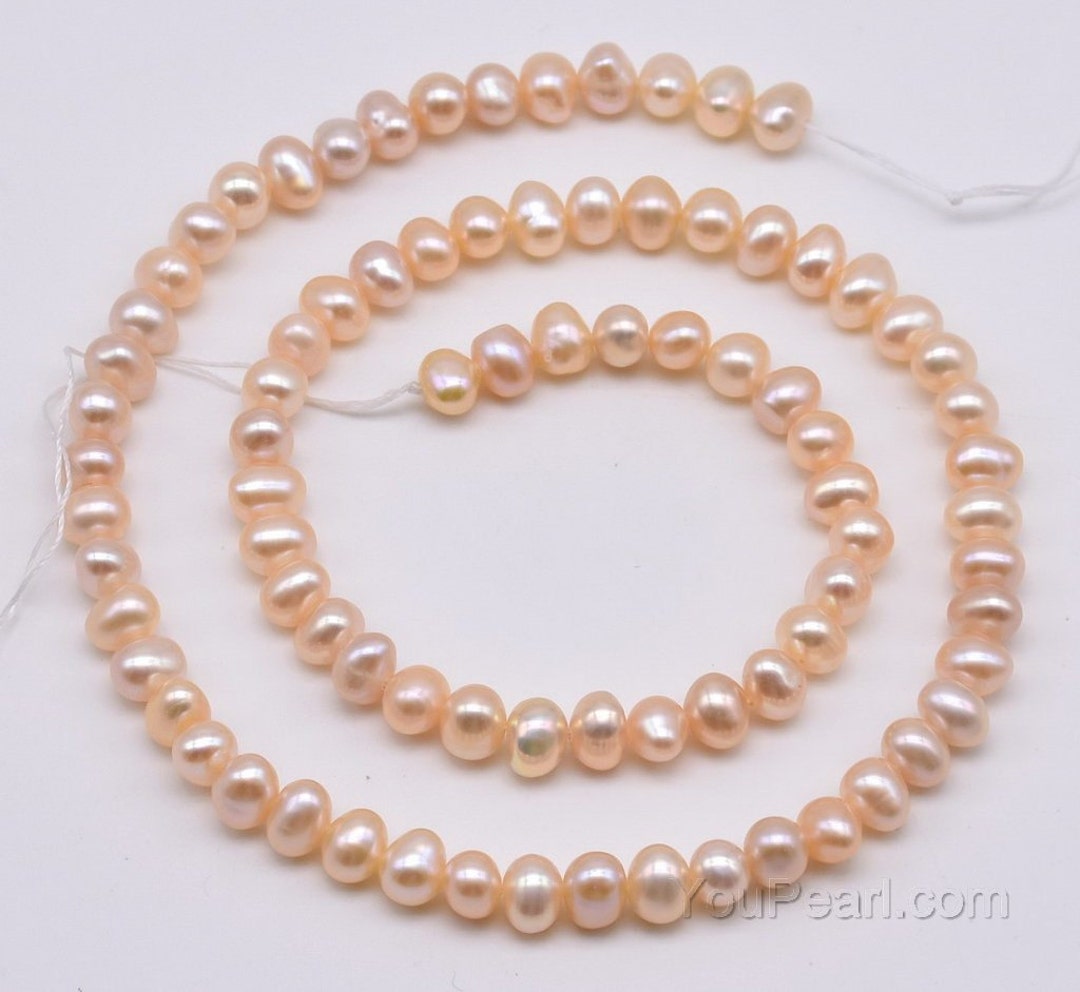 4-5mm Pink Small Pearls, Freshwater Pearl Beads, Potato Oval Shape ...