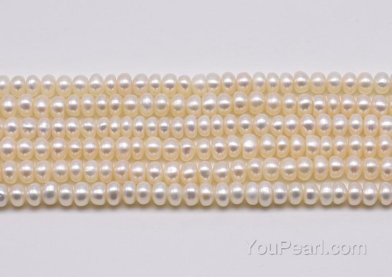 5-6mm Freshwater Pearls, Real Natural White Button Pearl Beads ...