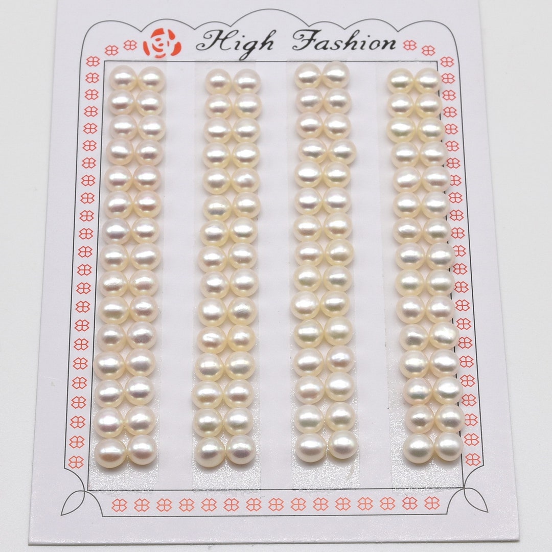 AA+ Button Pearls, 3-4mm 4-5mm 5-6mm Button Pearls, Half Drilled ...