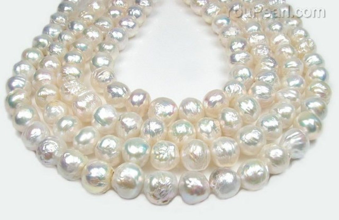 10-12mm Big Kasumi Like Pearl, AA White Freshwater off Round Nucleated ...