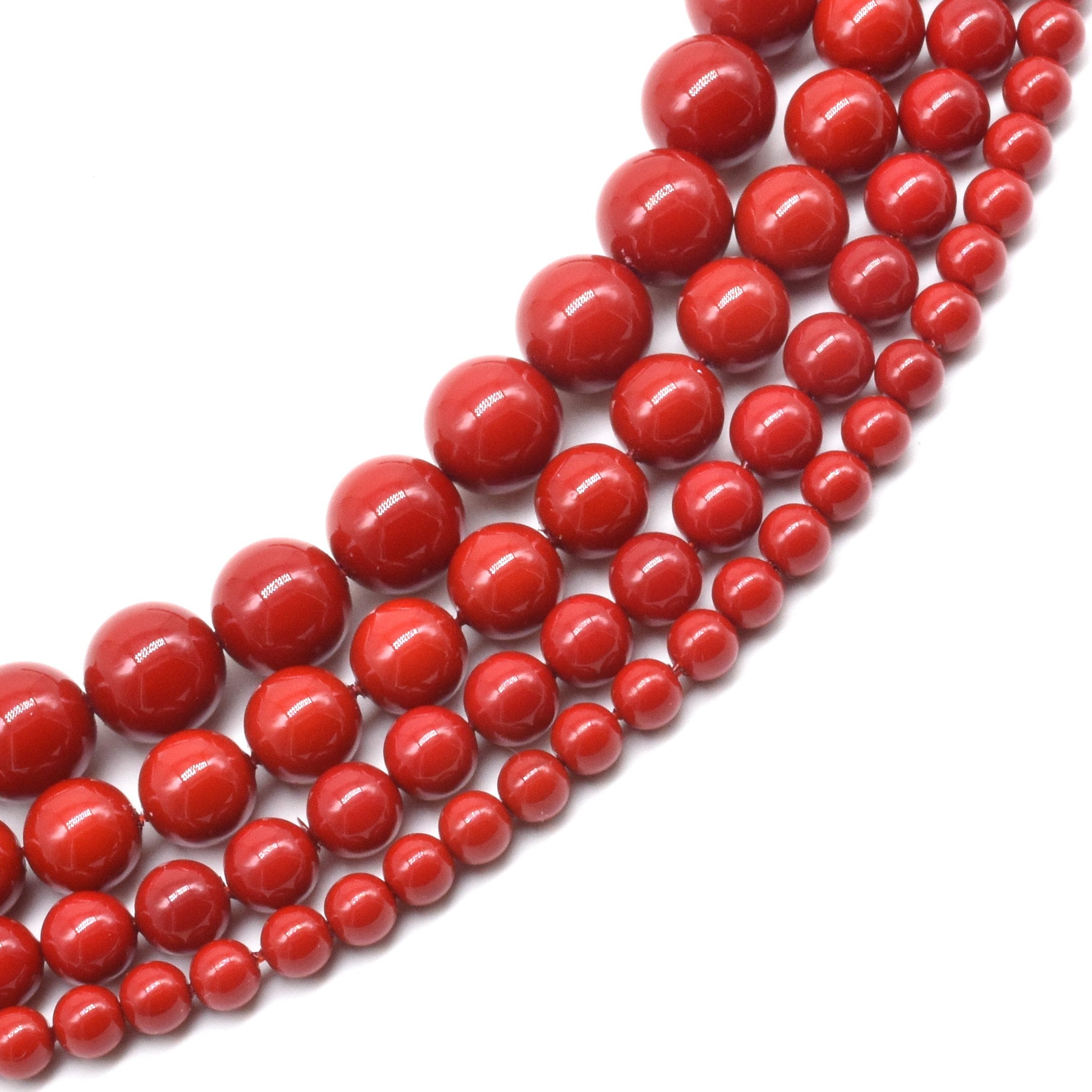 Red Shell Pearl, 4mm 6mm 8mm 10mm 12mm 14mm Round Shell Pearls Strand ...