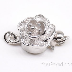 925 Sterling Silver Flower Clasp, Single Strand Clasp, Push-in Pearl ...