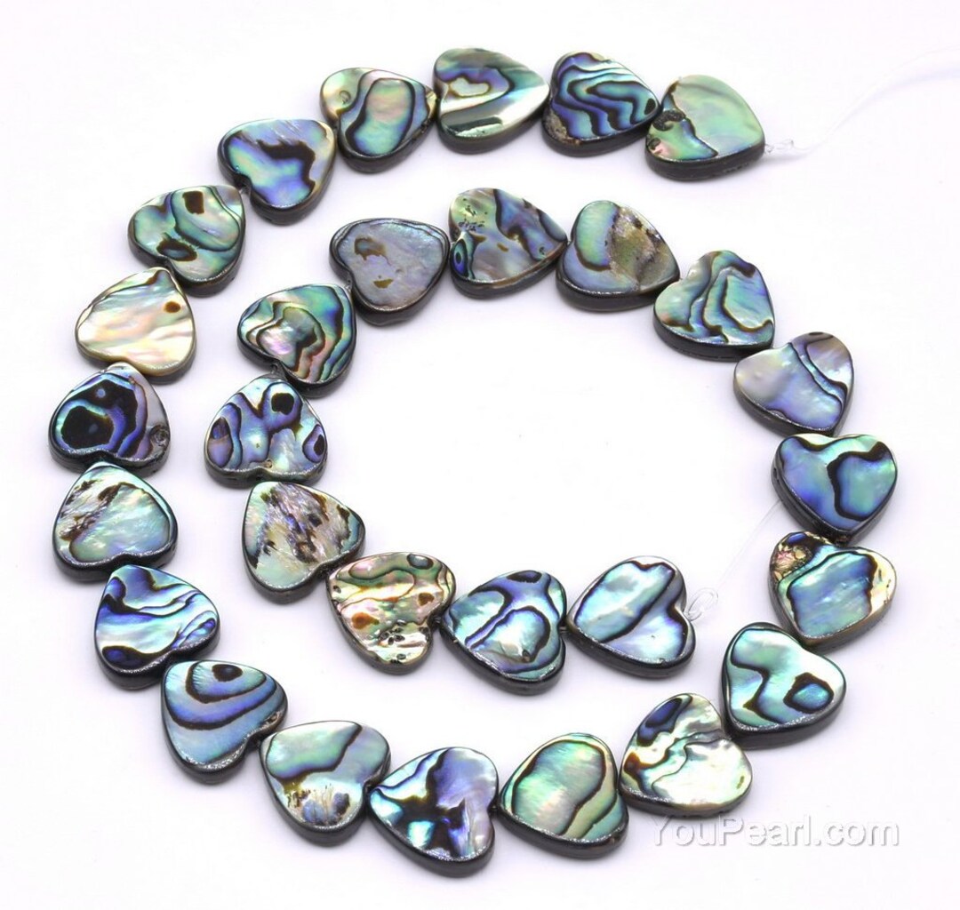 Abalone Shell, 10x10mm 12x12mm 14x14mm Center Drilled Heart Paua Beads ...