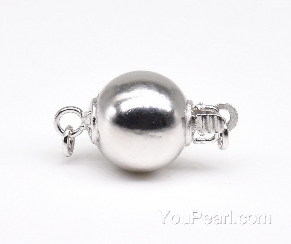 Round Ball Clasp, 925 Sterling Silver Pearl Closure, Bracelet Necklace ...