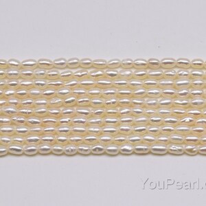 2.5-3mm Rice Seed Pearls, Cultured Freshwater Small Pearl Strand ...