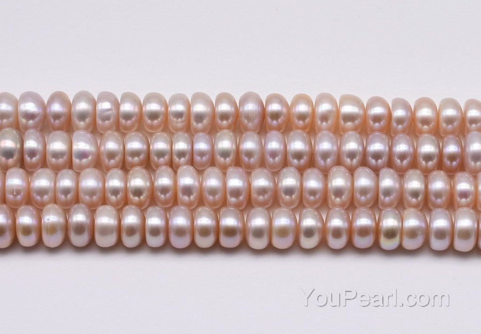 Genuine Freshwater 7-8mm Pink Button Pearls, Cultured Pearl String for ...