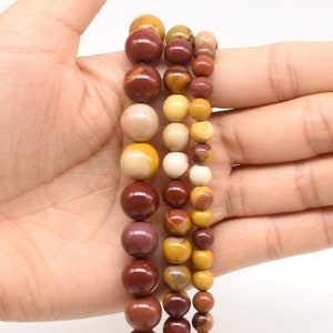 Natural Mookaite Beads, 6mm 8mm 10mm Round Smooth Beads, Mookaite Jasper Gemstone, Colorful Semi ...