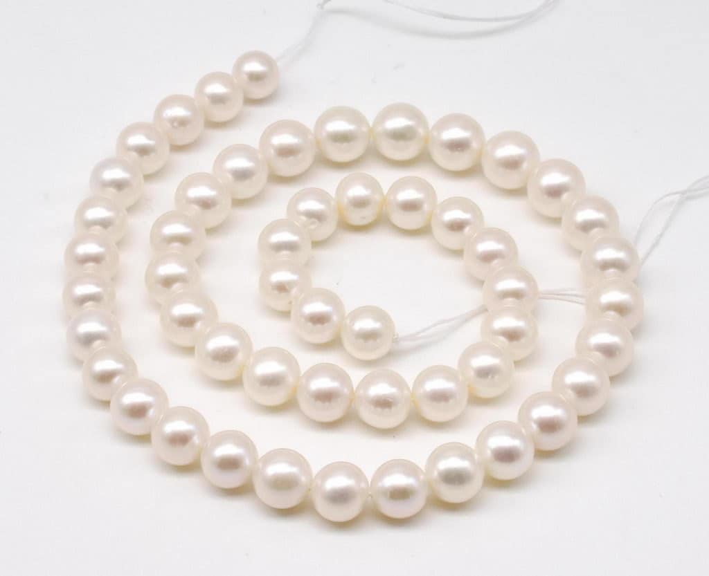 AAA Round Pearls, 7.5-8.5mm White Round Freshwater Pearl Beads, Genuine ...