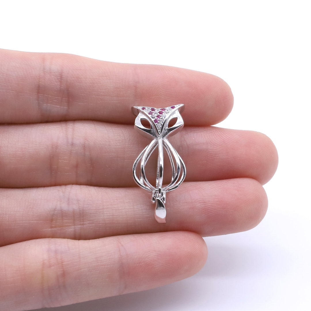 Fox Cage Charm, 925 Sterling Silver Pearl Cage Pendant, Real Freshwater ...