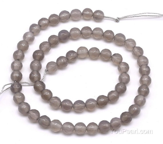 Grey agate bead 6mm 8mm 10mm faceted round agate beads | Etsy