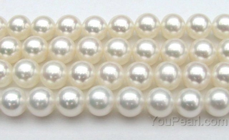 AAA Round Pearls, 7.5-8.5mm White Round Freshwater Pearl Beads, Genuine ...
