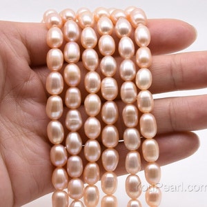 Peach Pearl, 6-7mm Rice Pearl, Fresh Water Pearl, Natural Pinkish Color ...