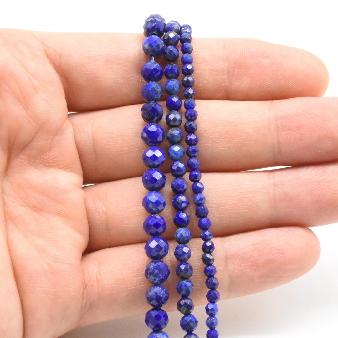 Natural Faceted Lapis Lazuli Beads, 3mm 4mm 6mmm Round Blue Lapis ...