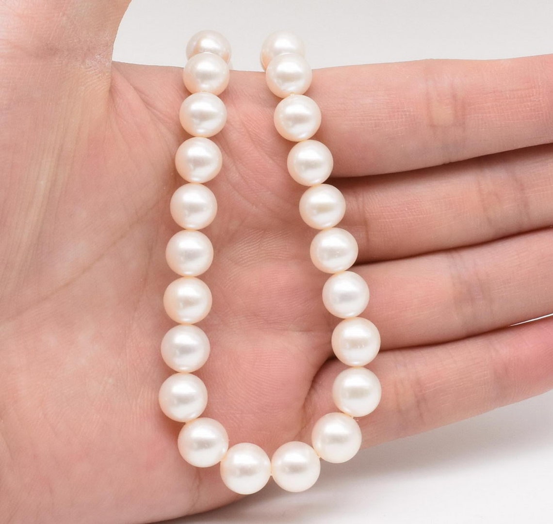 AAA Round Pearls, 7.5-8.5mm White Round Freshwater Pearl Beads, Genuine ...
