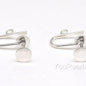 925 Sterling Silver Screw Back Earring Findings, No Pierced Pearl ...