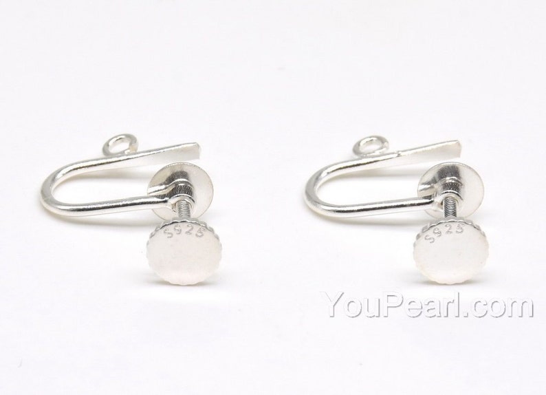 925 Sterling Silver Screw Back Earring Findings, No Pierced Pearl ...