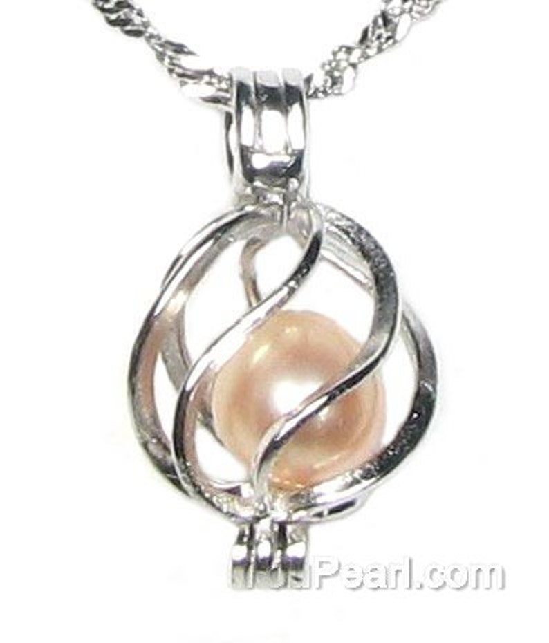 Wish Pearl Cage Pendant, 925 Sterling Silver Cage Freshwater Pearl ...