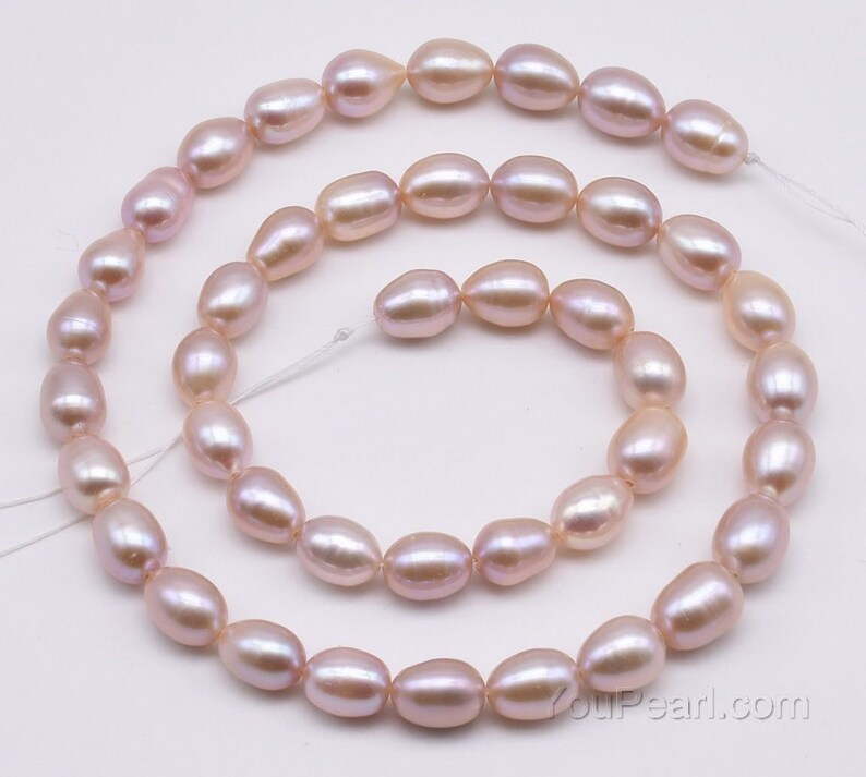 AA White Rice Pearl, 7-8mm Genuine Freshwater Oval Pearls, High Quality ...