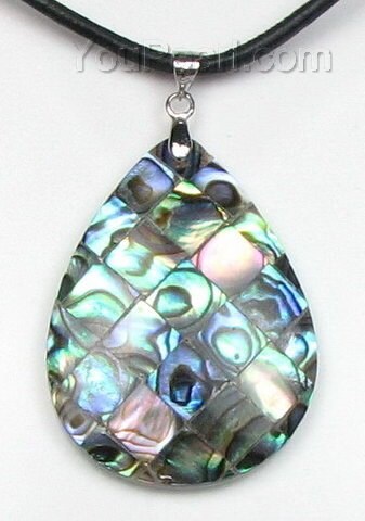 Abalone Shell Pendant Teardrop Sea Shell Pendant Mosaic - Etsy