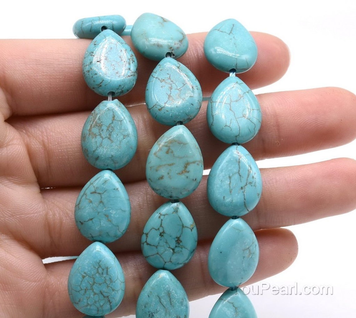 Turquoise Beads 13x18mm Teardrop Turquoise Stone Beads - Etsy