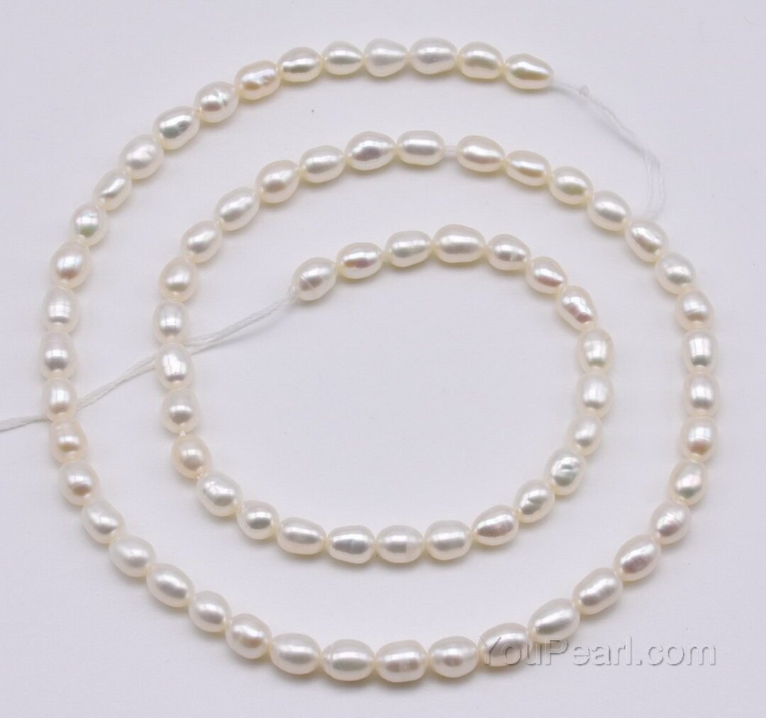 3.5-4mm AA Pearl Seed Beads, Genuine Freshwater Rice Pearls, Natural ...