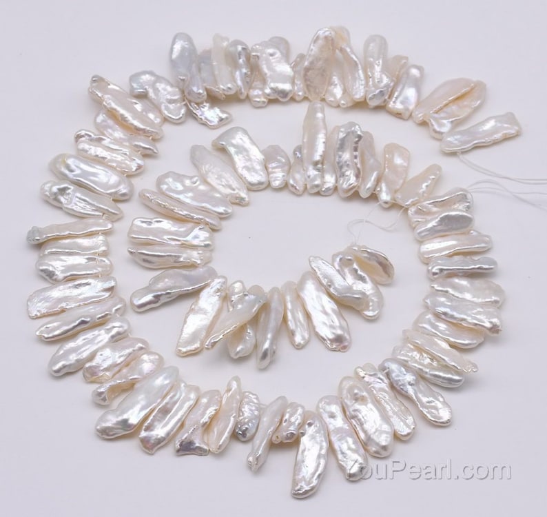 Biwa Pearls, White Top Drilled Pearl, Genuine Natural Freshwater Pearl ...