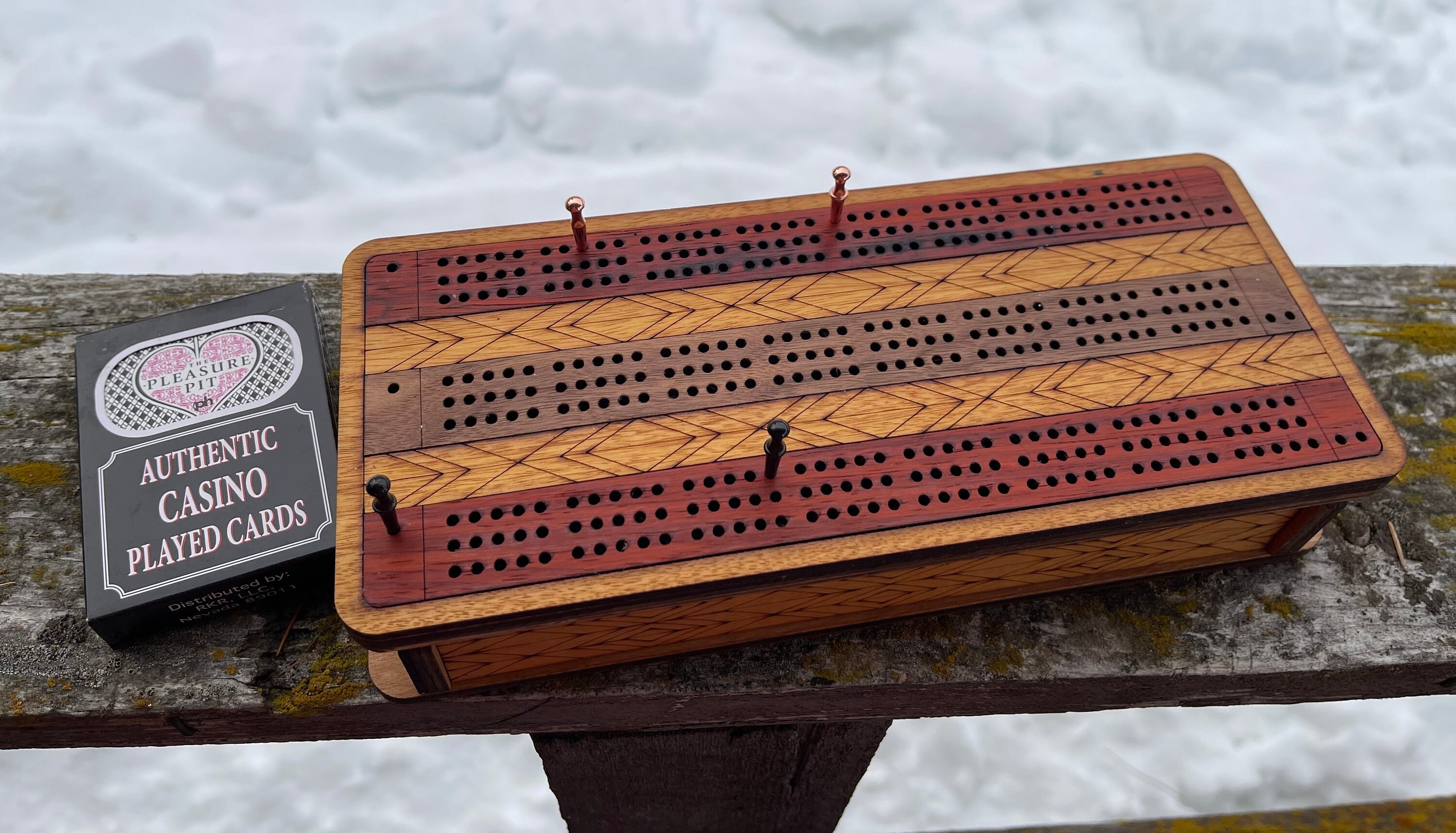 Wooden Cribbage Board Game, Exotic Hardwood Inlay , Father’s Day ...