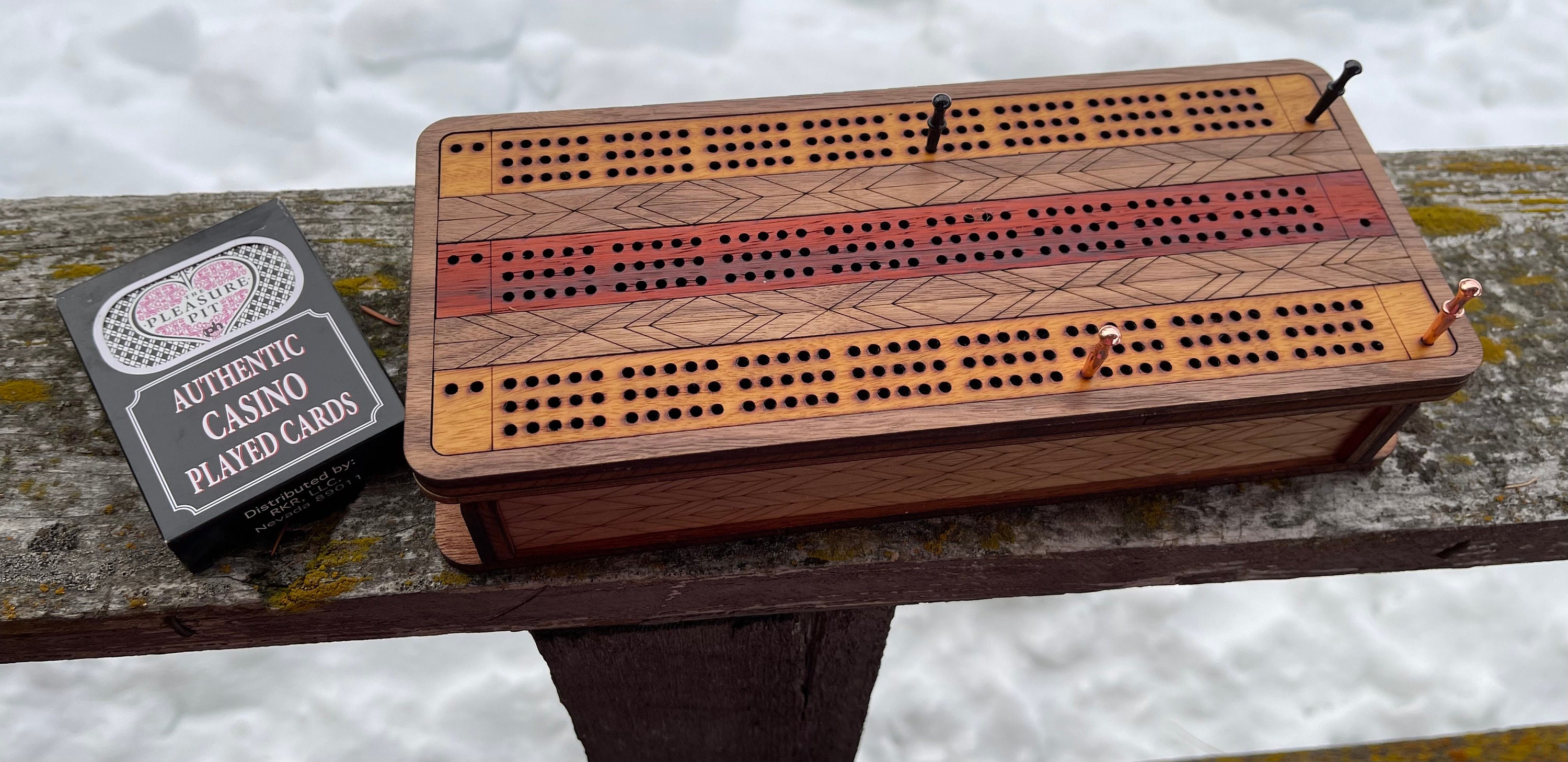 Wooden Cribbage Board Game, Exotic Hardwood Inlay , Father’s Day ...