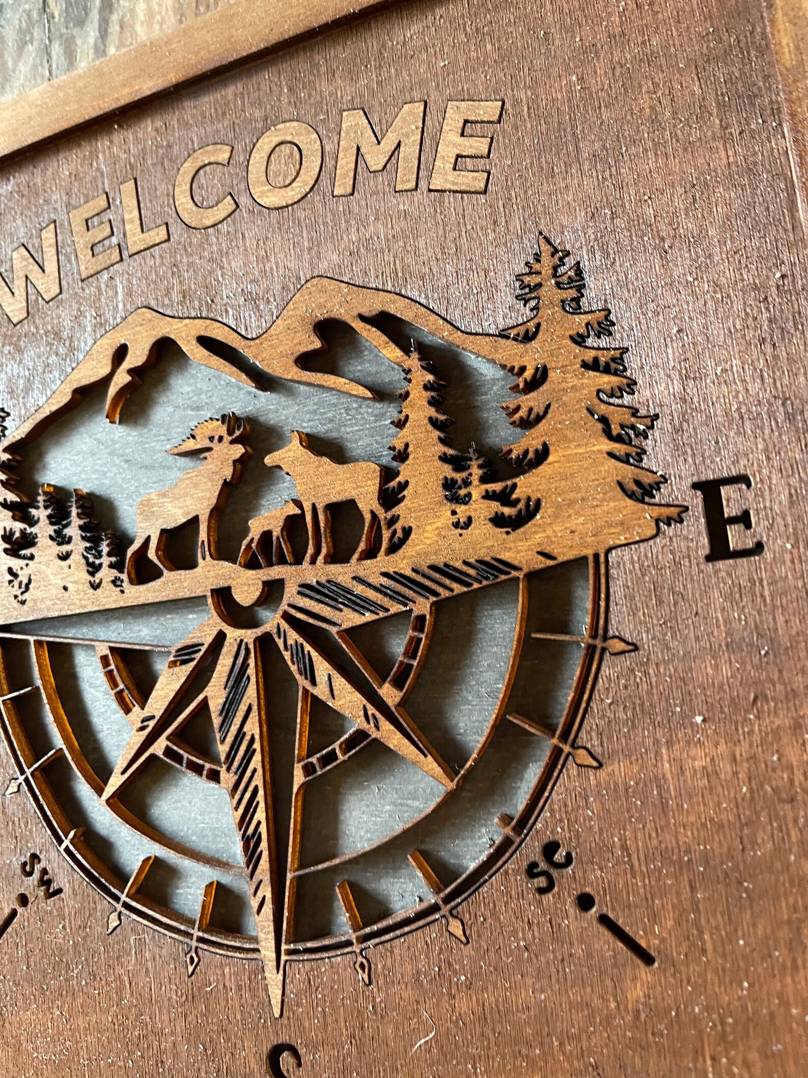 Rustic Compass Welcome Sign With Coordinates, House Warming, Closing ...