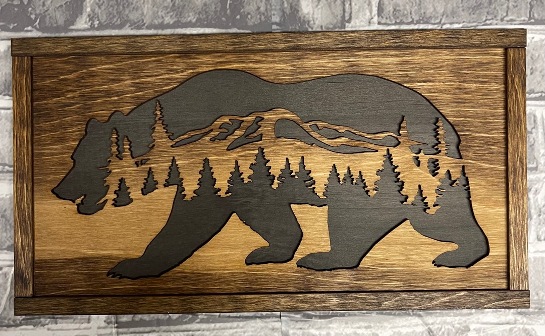 Rustic Bear, Rustic Home Decor, Wooden Animal Plaque - Etsy