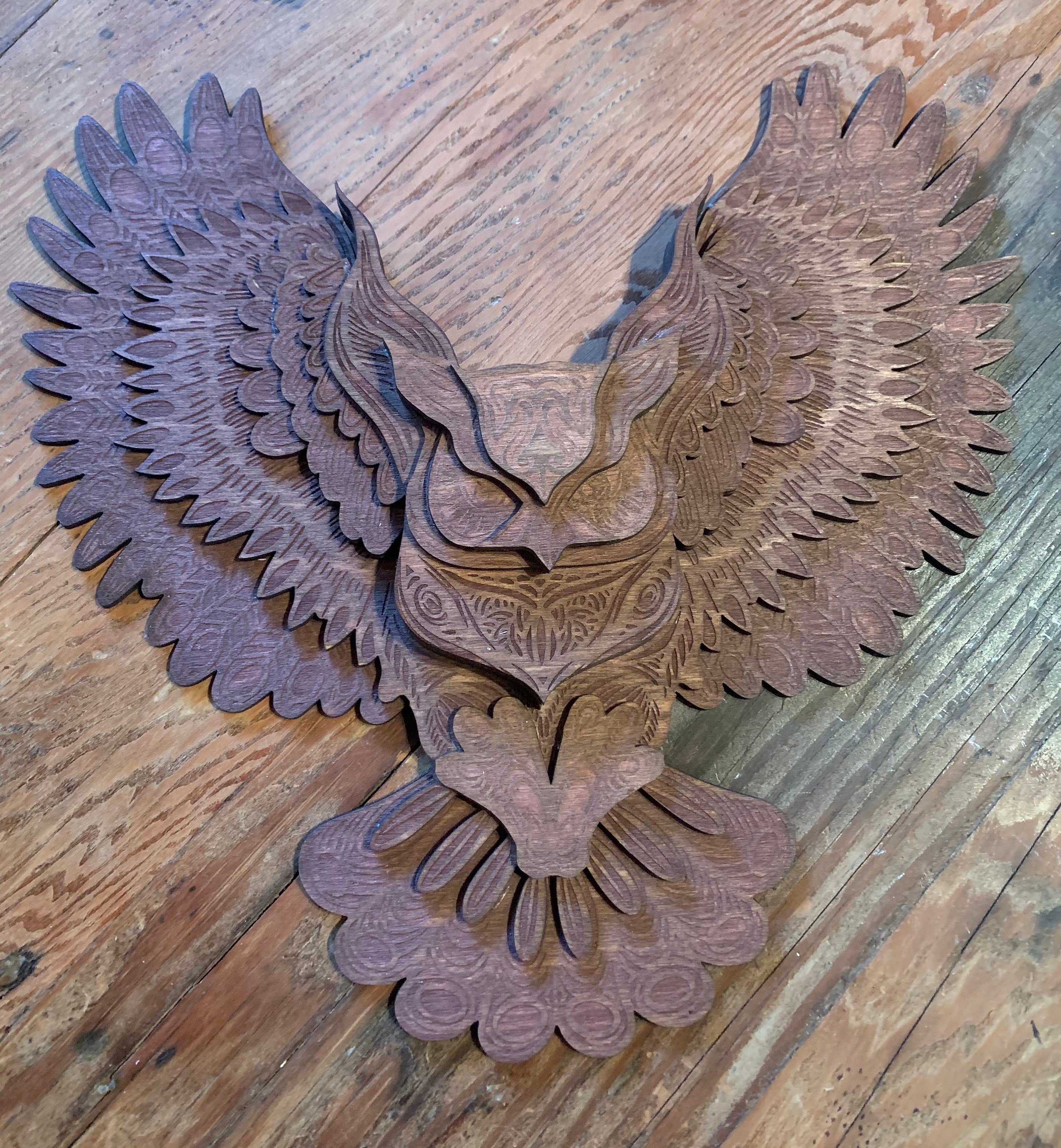 Rustic Multi Layered Owl, Laser Cut and Engraved Owl, Multi Dimensional ...