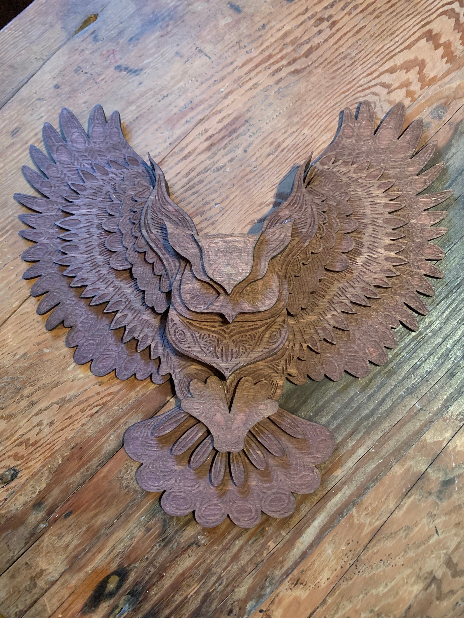 Rustic Multi Layered Owl, Laser Cut and Engraved Owl, Multi Dimensional ...