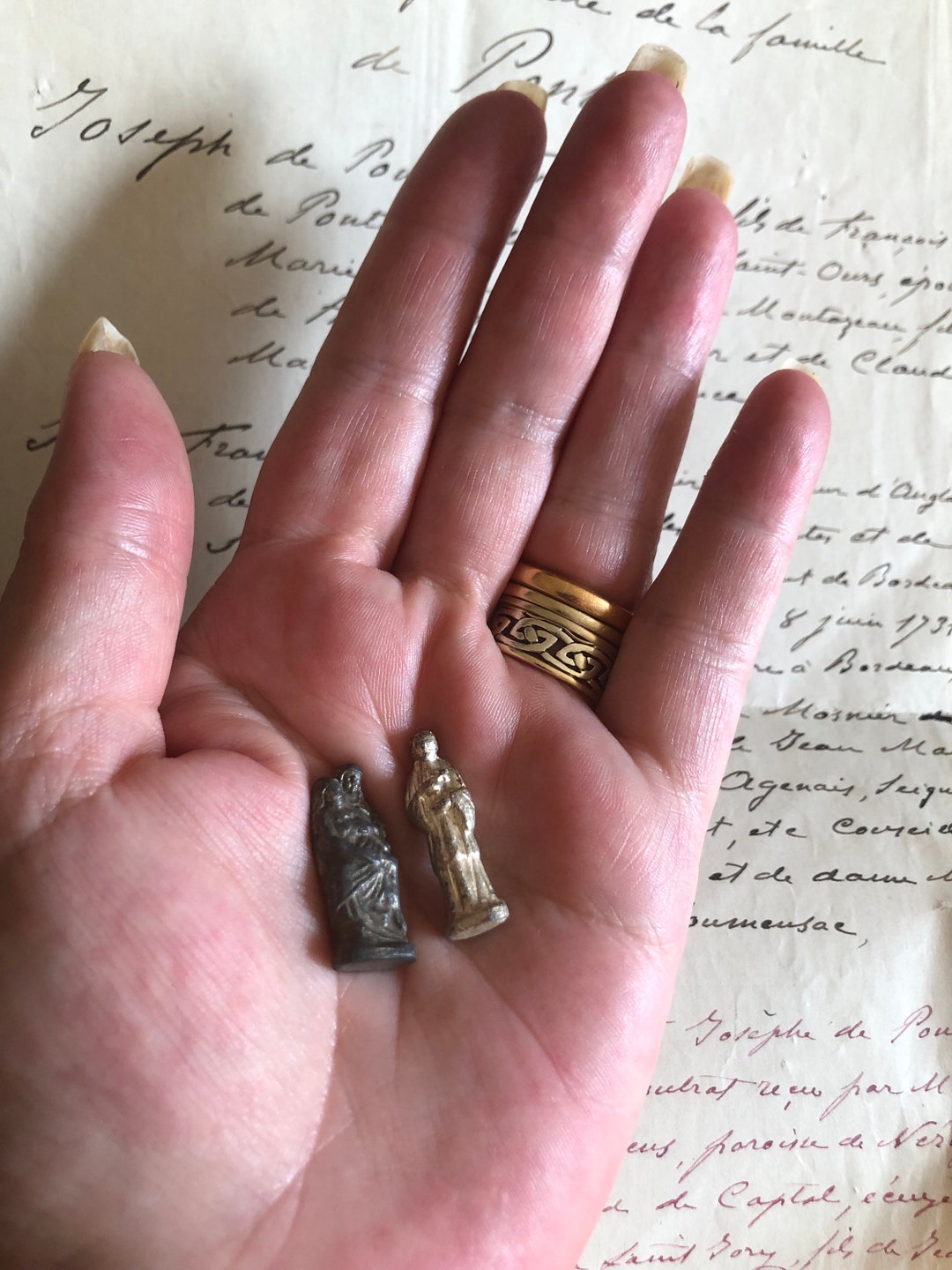 Antique French Two Tiny Pocket Saints Jesus and La Pietà by - Etsy