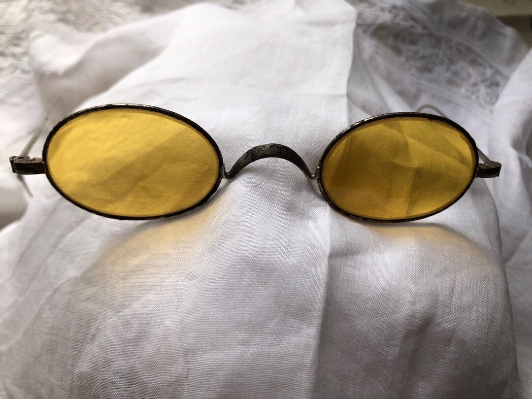 RARE Pair Antique French Yellow Lens Round Sunglasses Bendy - Etsy