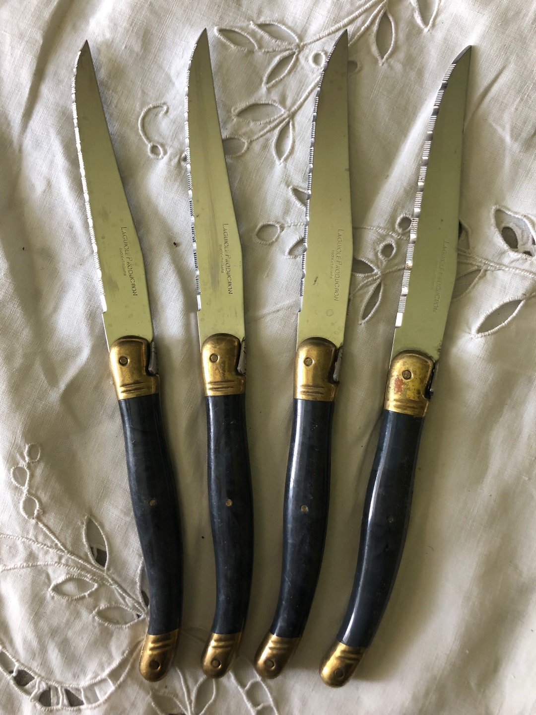 Genuine Set 4 Vintage French LAGUIOLE Stainless Steel Steak Knives Bee ...