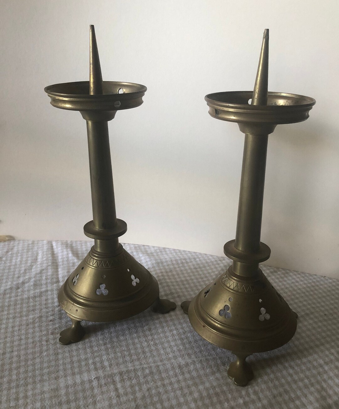 Gorgeous Pair Vintage French Brass Chapel Candlesticks Altar Candle ...