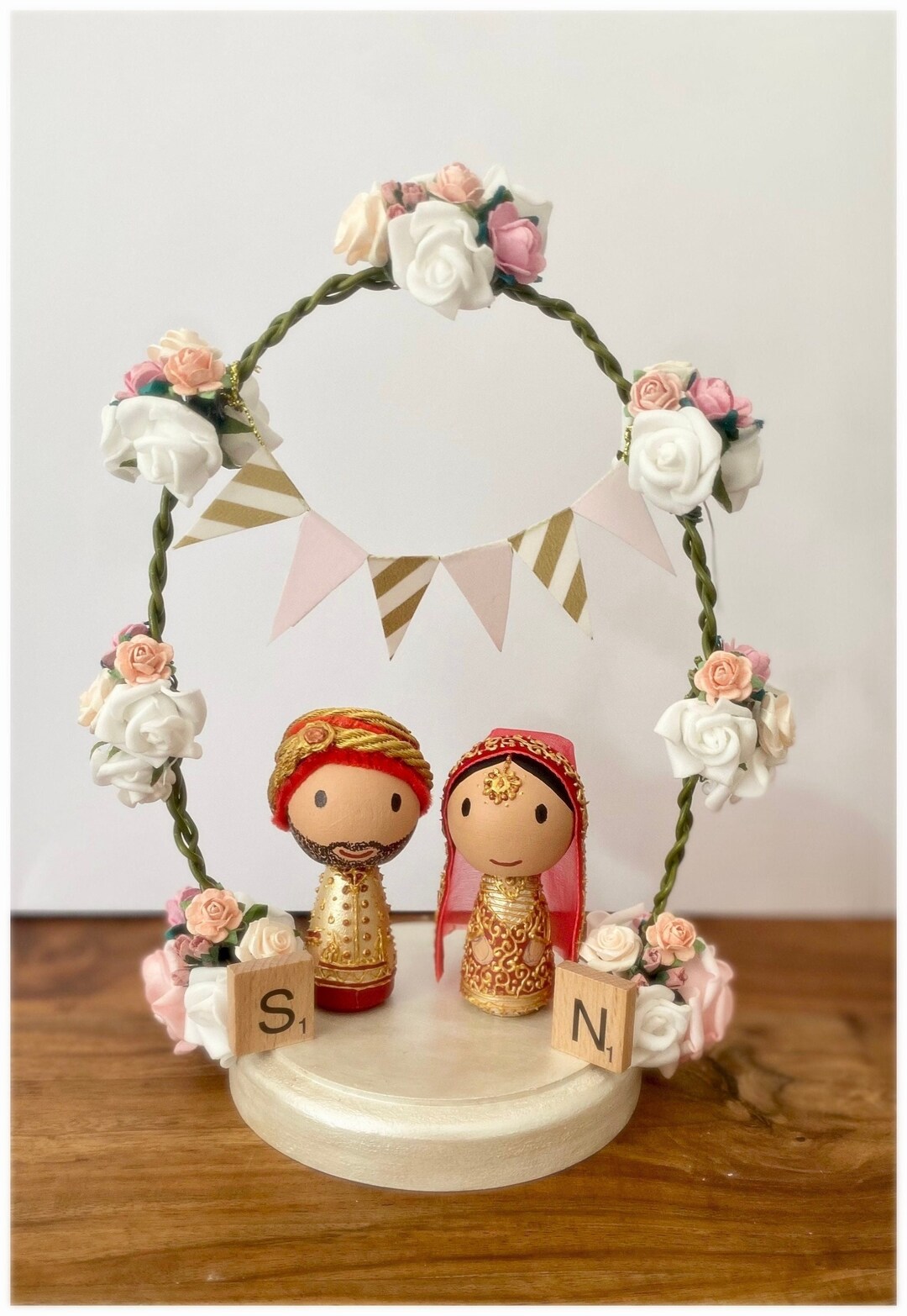 KAJOL Handmade Personalized Desi Wedding Cake Topper Bride & Groom ...