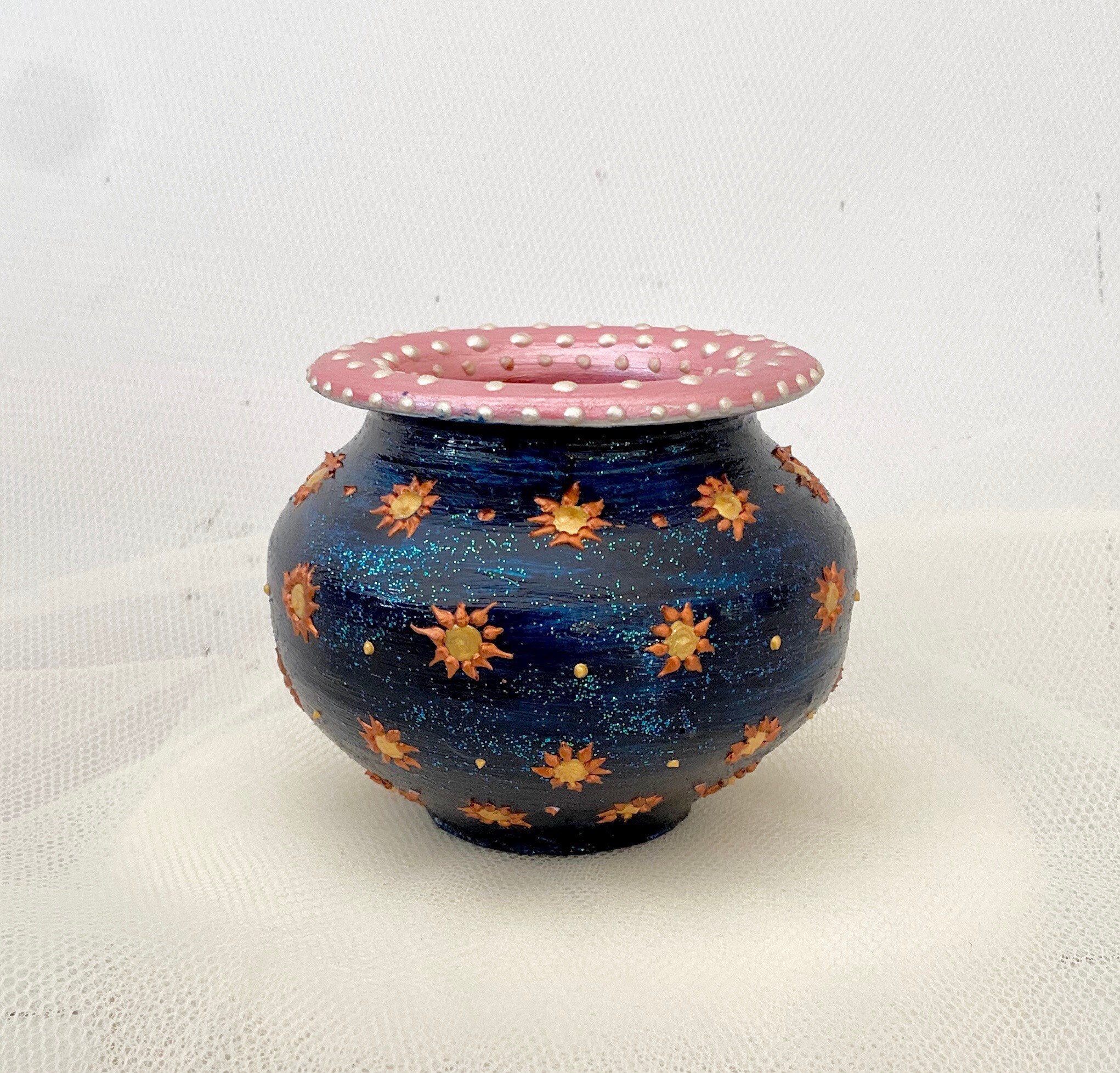 RACHEL Vase - Blue Starry Night Ceramic Vase - Small, Wedding Decor ...