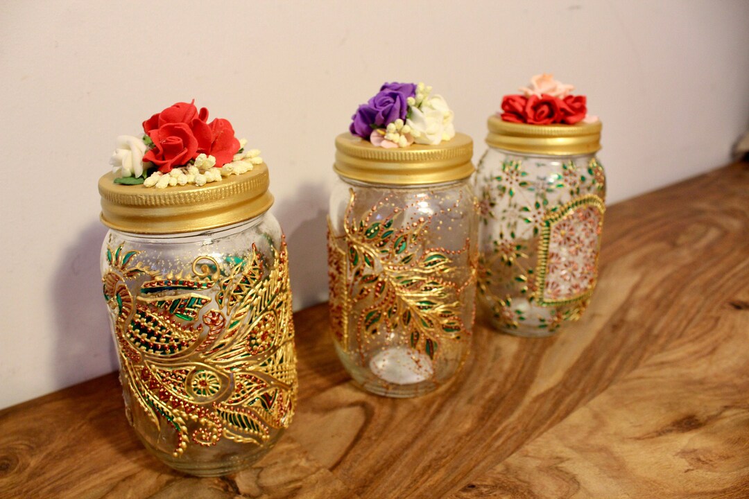 NYLA Glass Jar/vase - Gold & Copper, Valentines/christmas/new Year ...