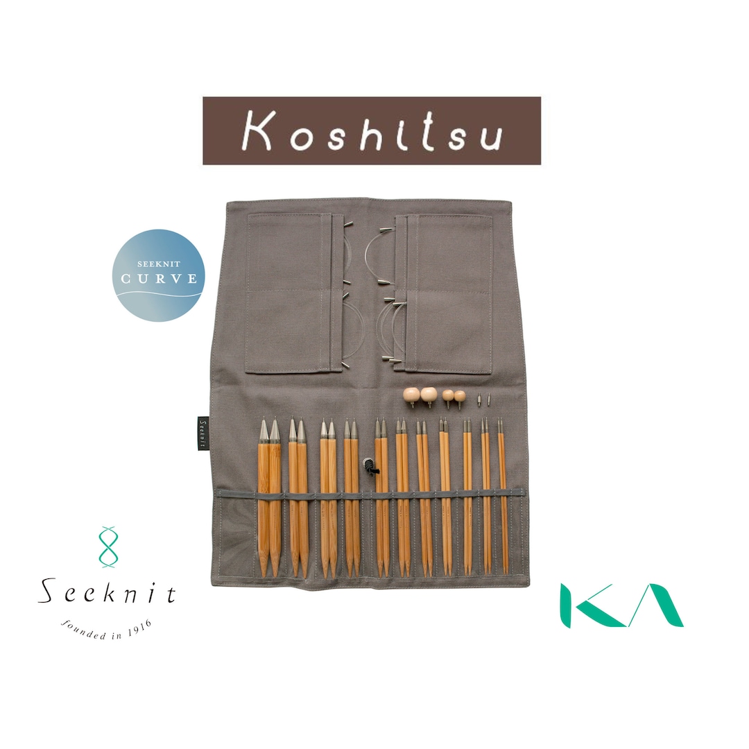 Seeknit CURVE Koshitsu 15 Cm / 6 Inch Premier Set, Seeknit Case 2, Bamboo Interchangeable ...