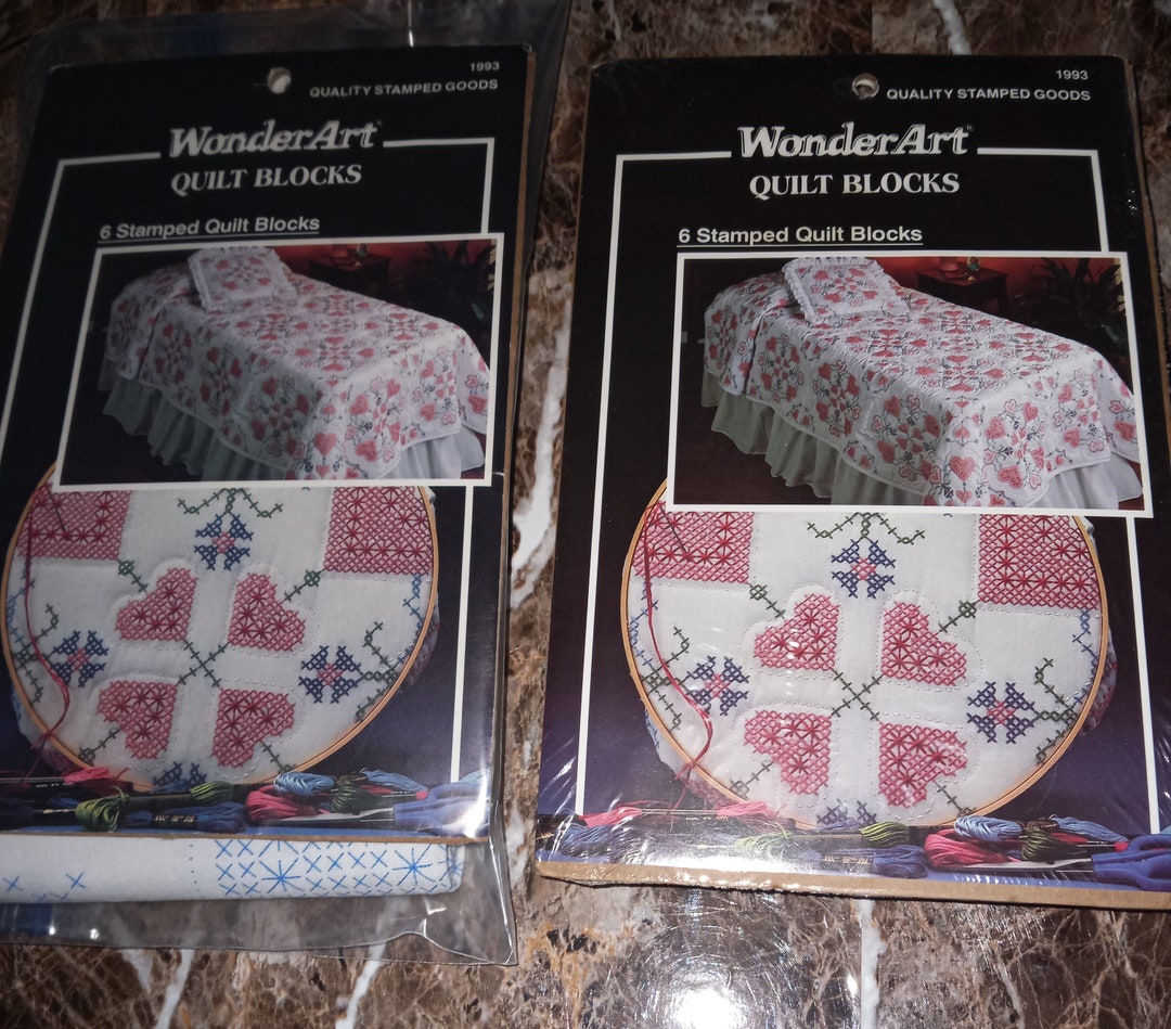 Wonder Art Stamped Quilt Blocks Cross My Hearts 2 Pkgs - Etsy