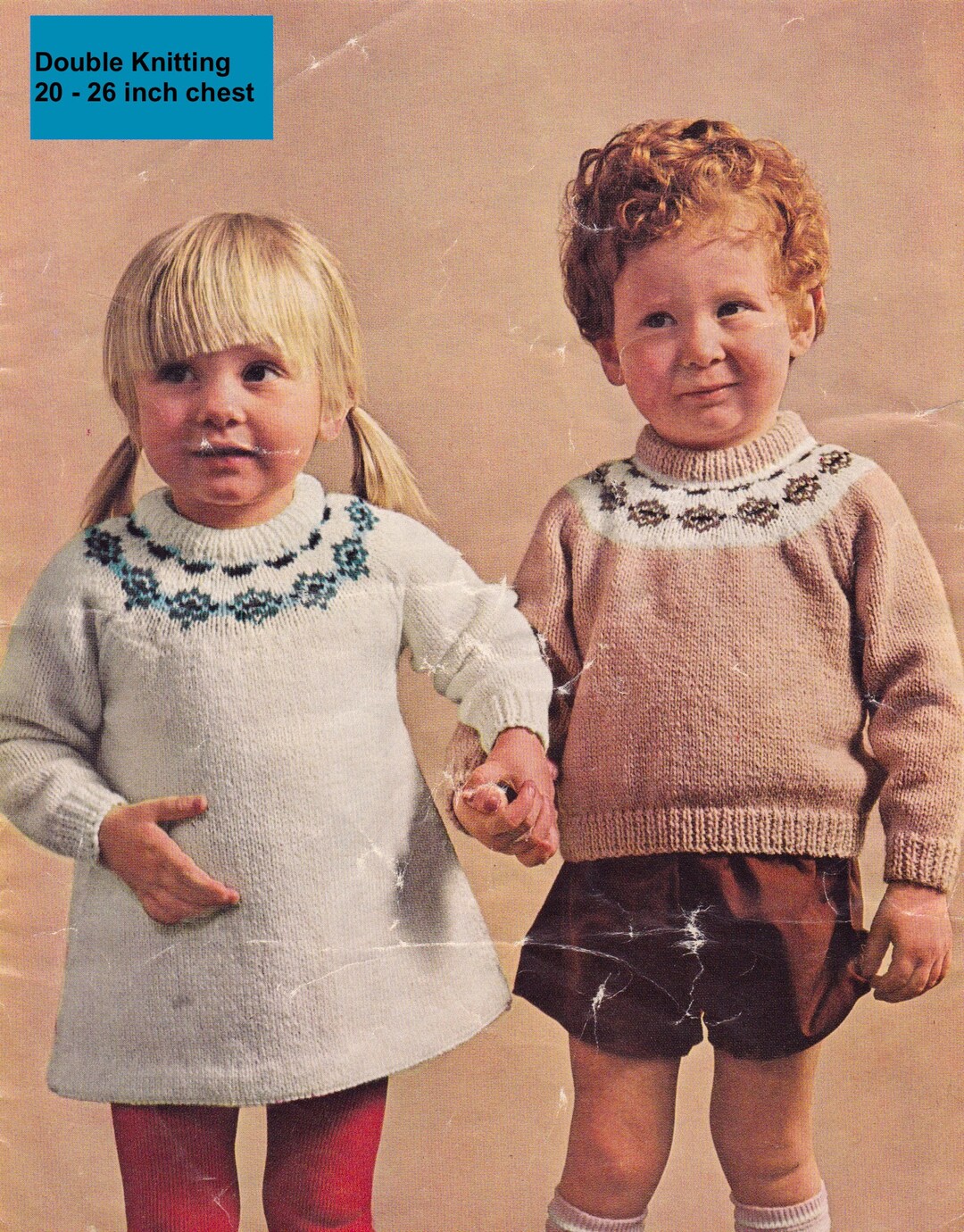 Children's Fair Isle Yoke Sweater + Dress. DK Yarn, 20-26 Inch Chest ...