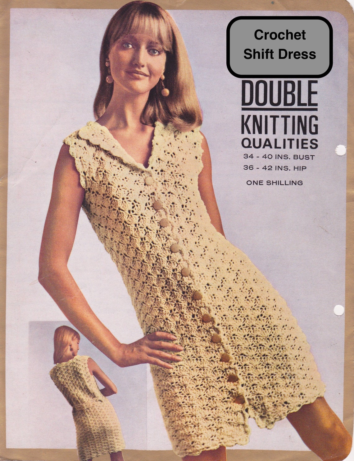 Crochet Lacy Dress, Button Though Sleeveless Summer Shift. Women's ...