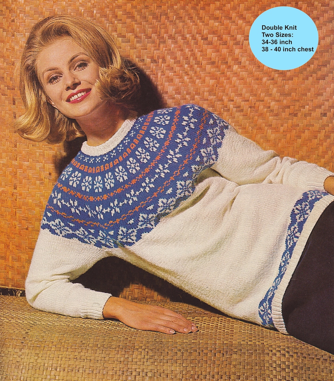 Women's Fair Isle Circular Yoke Sweater. Scandi/norwegian/ski Style ...