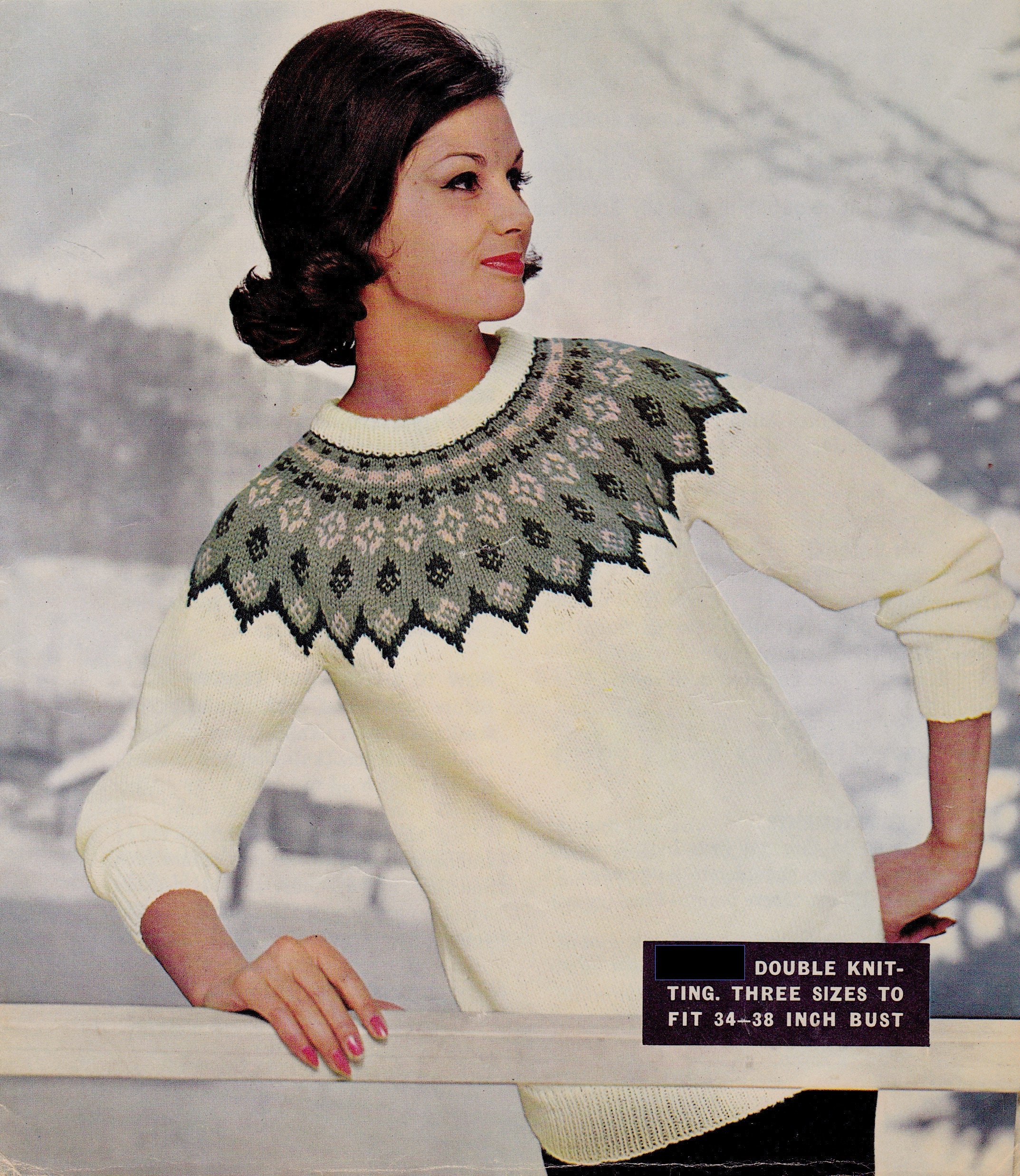 Women's Fair Isle Circular Yoke Sweater. Scandi/ski Style. 34-38 Inch ...
