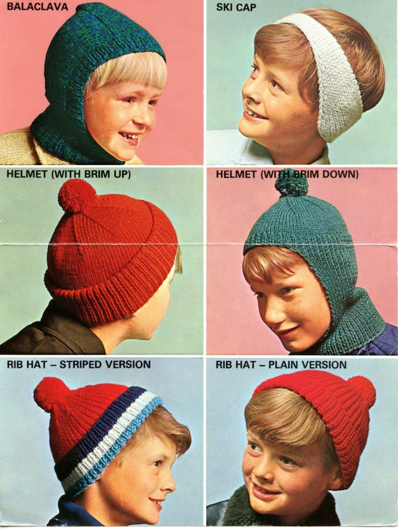 Children's Ear Warmers Pom Pom Rib Cap Helmet | Etsy