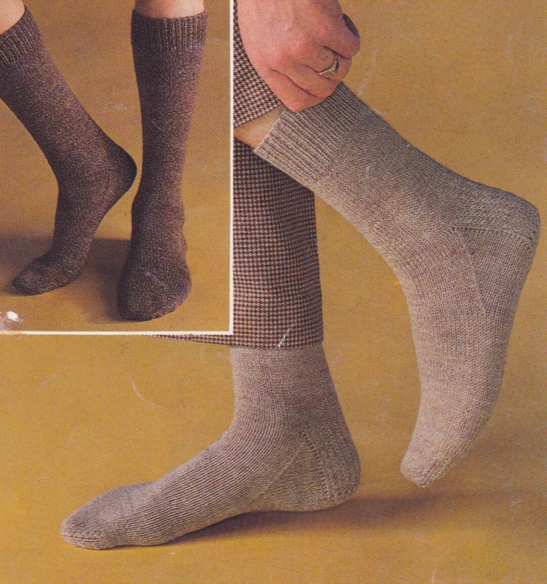 Men's Socks to Knit. Plain Long or Short Socks, Three Sizes, in 4 Ply ...