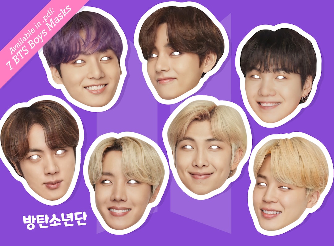 BTS 방탄소년단 Photo Booth Props Set con 7 máscaras de BTS Boys - Etsy México