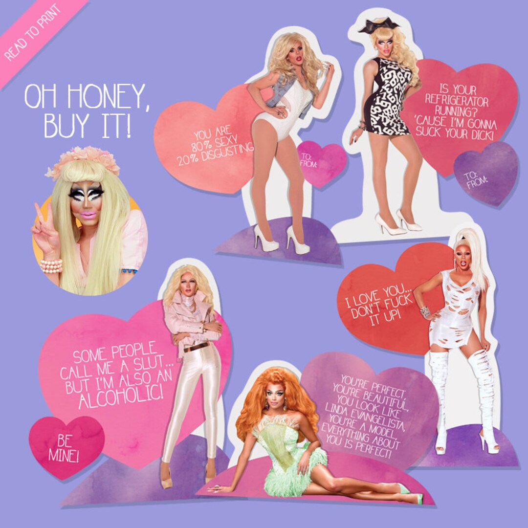 Rupaul's Drag Race Valentine's Cards Set With 5 - Etsy